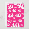 The Big Four OH! Pink 40th Birthday Invitation | Zazzle