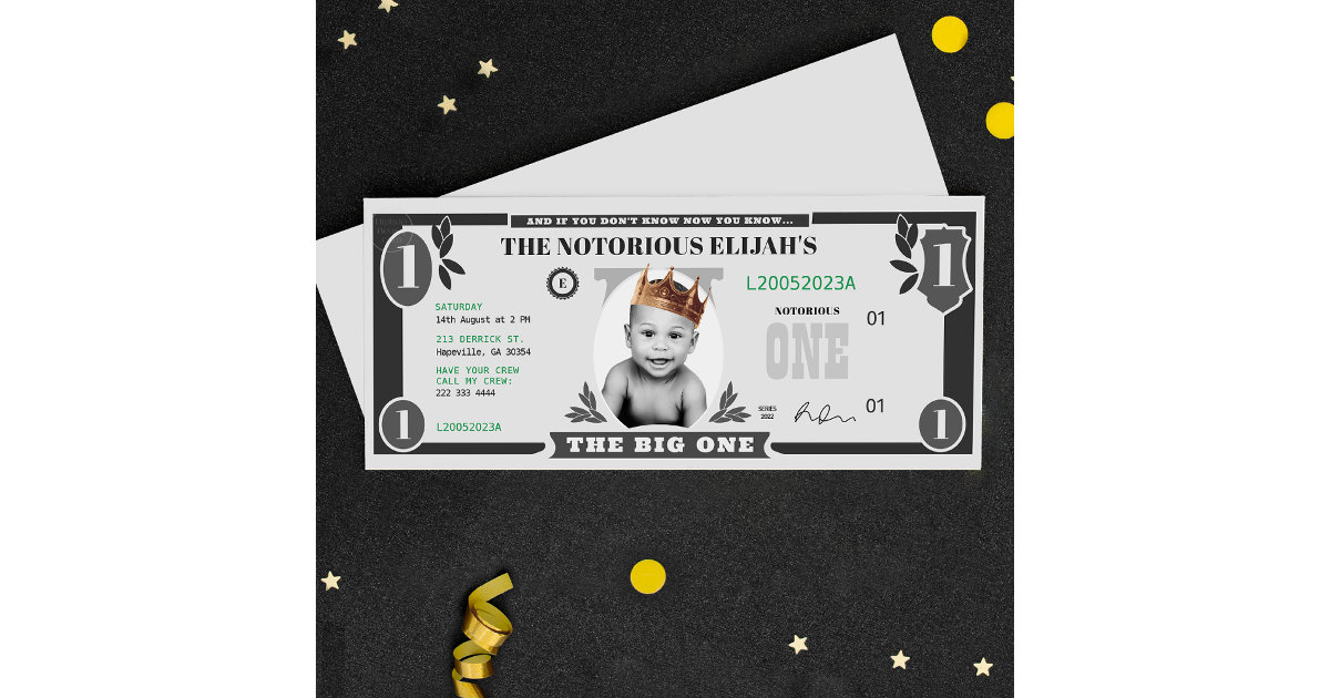 The Big One Dollar Bill, Fake Money Invitation | Zazzle