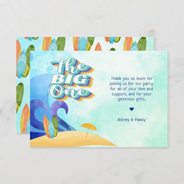 The Big One First Birthday Thank You Card | Zazzle