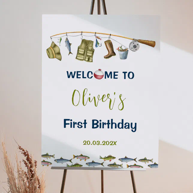 The Big One Fisherman Birthday Welcome Sign | Zazzle