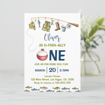 The Big One Fishing 1st Birthday Invitation | Zazzle