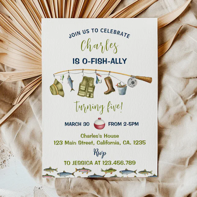 The Big One Fishing Birthday Invitation | Zazzle