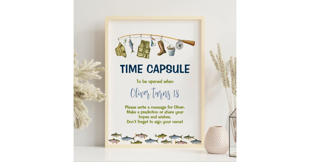 The Big One Fishing Birthday Time Capsule Sign | Zazzle