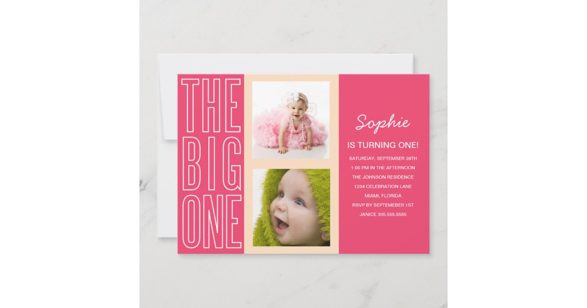 THE BIG ONE IN PINK | FIRST BIRTHDAY INVITATION | Zazzle