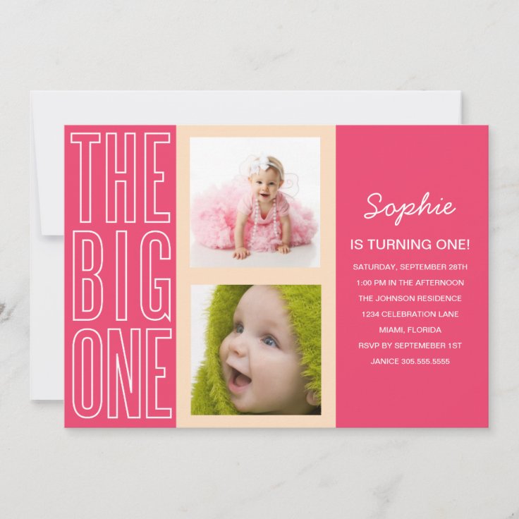 THE BIG ONE IN PINK | FIRST BIRTHDAY INVITATION | Zazzle