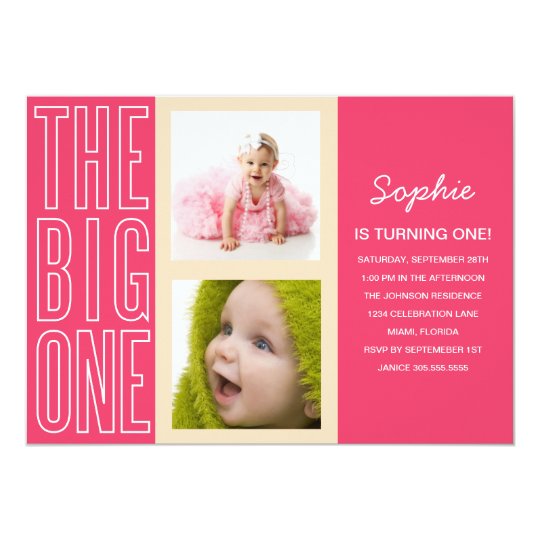 THE BIG ONE IN PINK | FIRST BIRTHDAY INVITATION | Zazzle.com