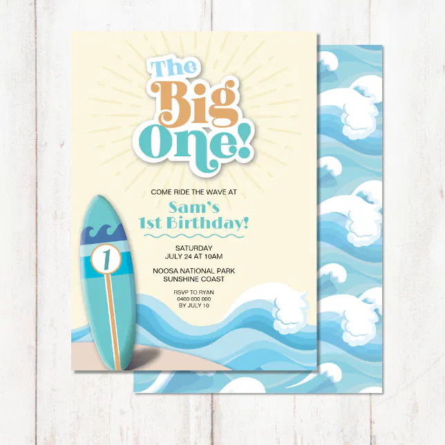The Big One Surf Beach 1st Birthday Invitation | Zazzle