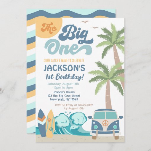 The Big One Surf Beach 1st Birthday Invitation | Zazzle