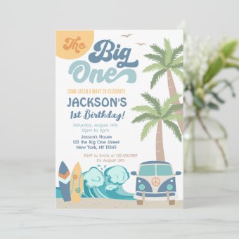 The Big One Surf Beach 1st Birthday Invitation | Zazzle