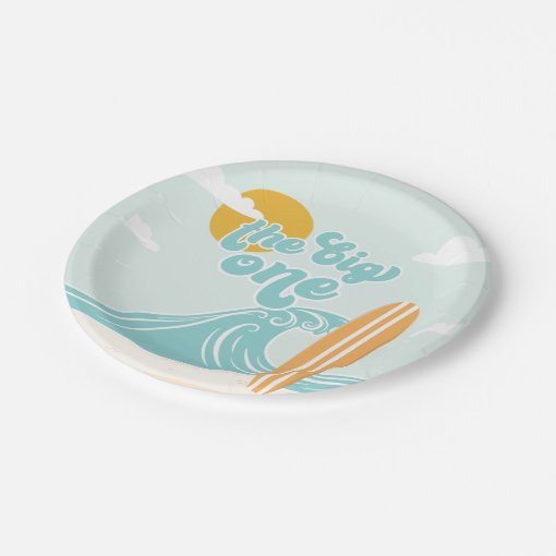 The Big One Surf Beach 1st Birthday Paper Plates | Zazzle