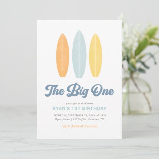 The Big One Surf Beach 1st Birthday Party Invitation | Zazzle