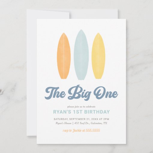 The Big One Surf Beach 1st Birthday Party Invitation | Zazzle
