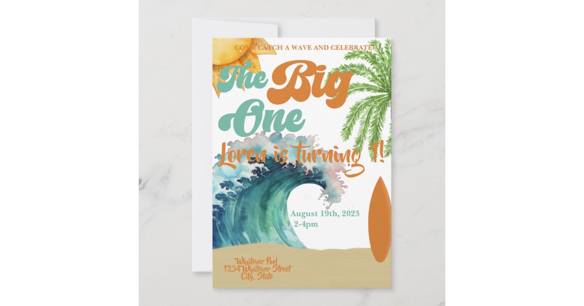 The Big One Surf Themed 1st Birthday Party Invitation | Zazzle