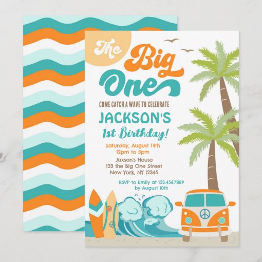 The Big One Surf up Beach 1st Birthday Invitation | Zazzle