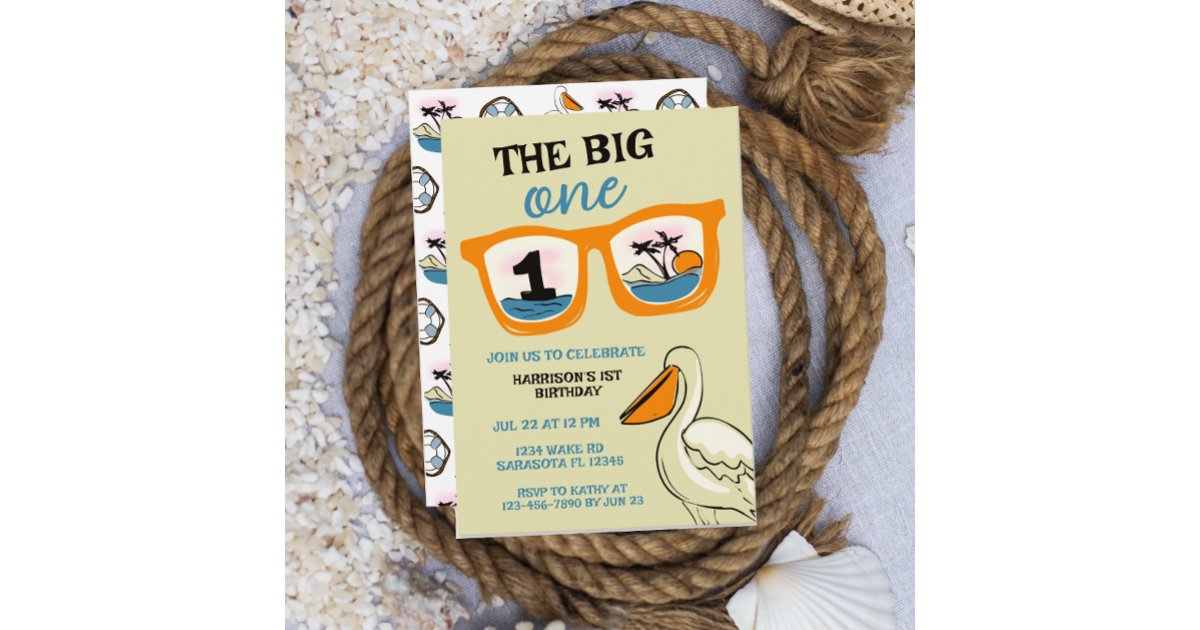 The Big One Tropical First Birthday Invitation | Zazzle