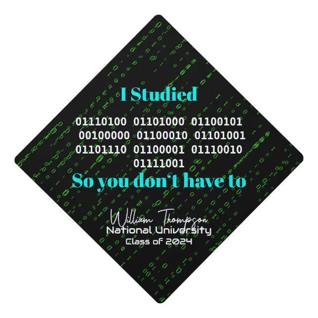 The Binary Computer Science Major Hacker Network Graduation Cap Topper | Zazzle