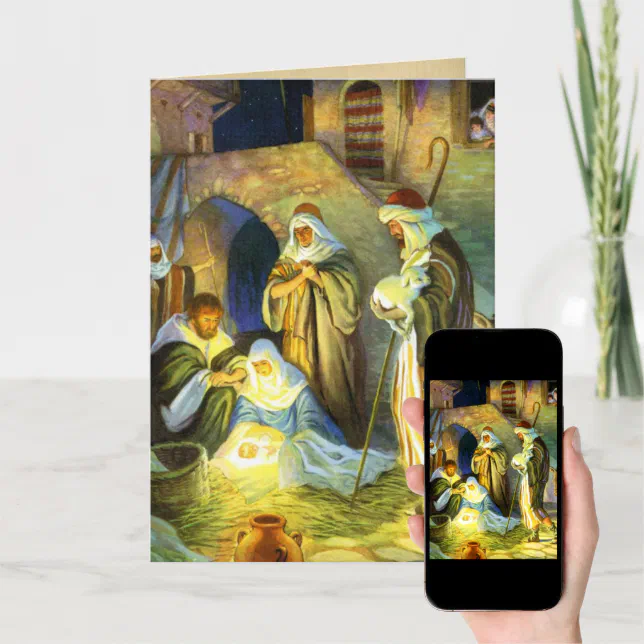 The birth of Jesus Christmas Card | Zazzle