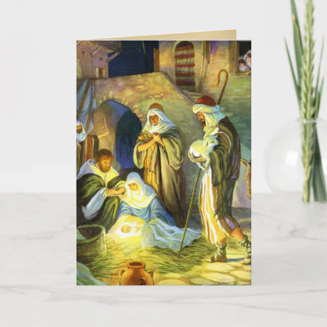 The birth of Jesus Christmas Card | Zazzle