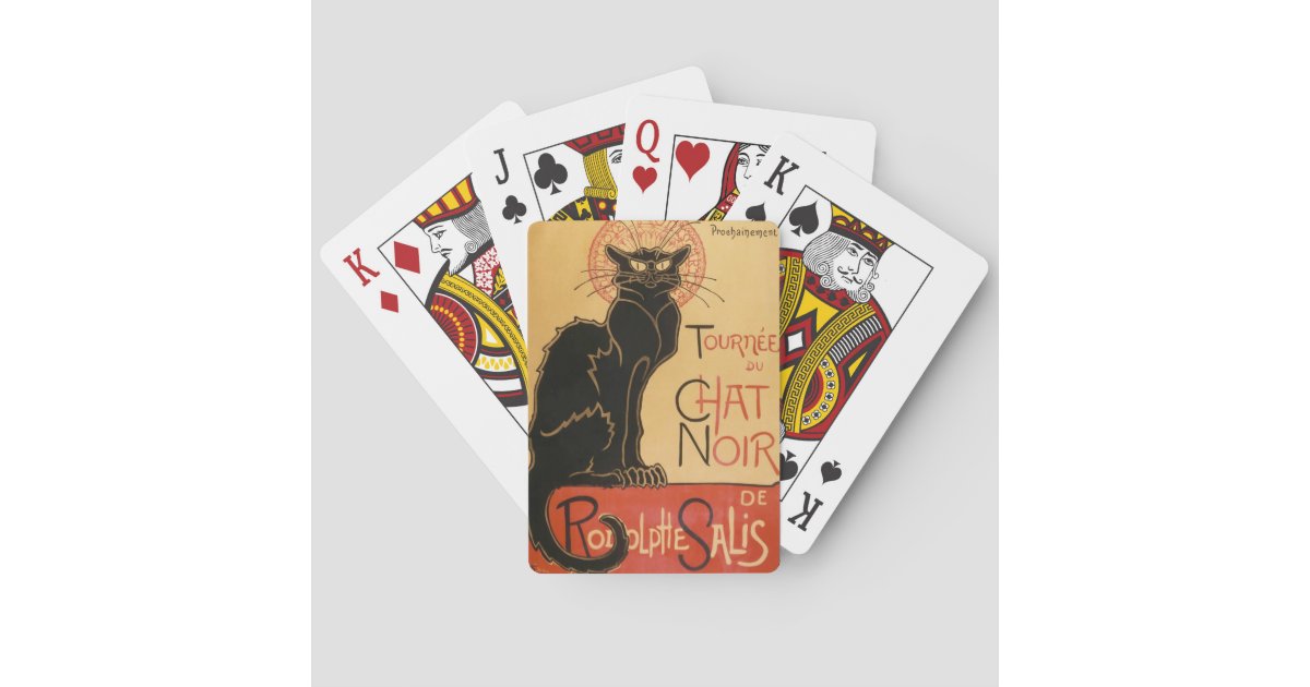 "The Black Cat" Le Chat Noir Poker Cards | Zazzle