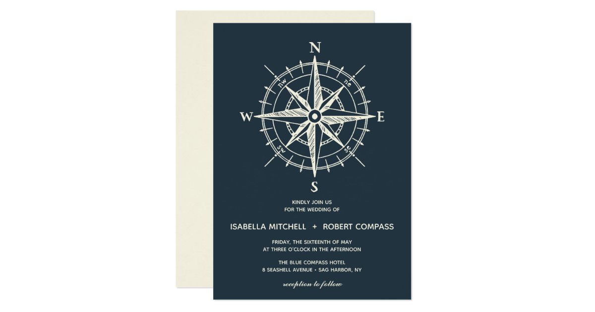 The Blue Compass | Wedding Invitation | Zazzle.com