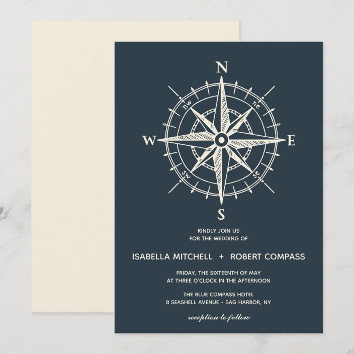 The Blue Compass | Wedding Invitation | Zazzle.com