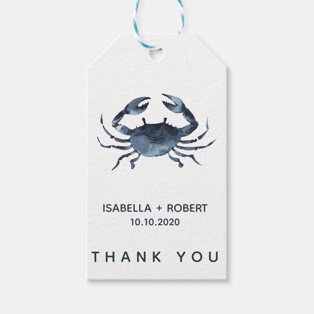 The Blue Crab | Wedding Thank you FAVOR Gift Tags | Zazzle