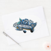 The Blues Harmonica Flash Art Oval Sticker | Zazzle