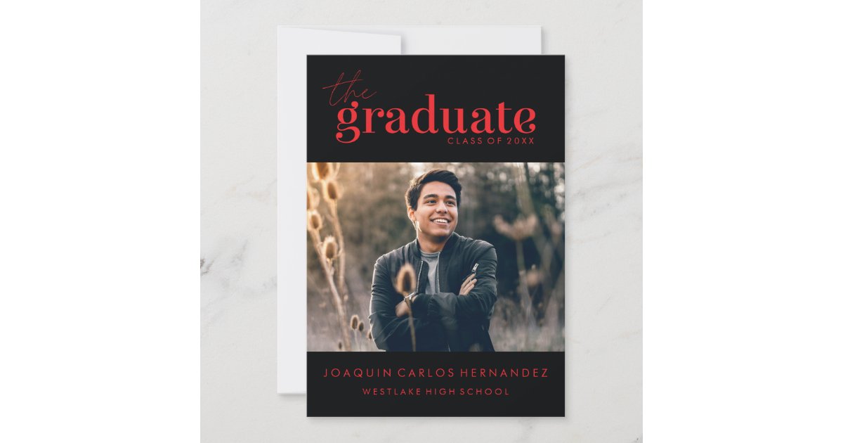 THE BOLD GRADUATE | PHOTO GRADUATION INVITATION | Zazzle