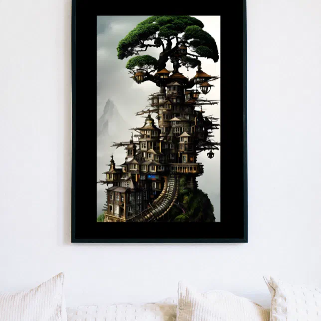 The Bonsai Treehouse Fantasy Art Poster | Zazzle