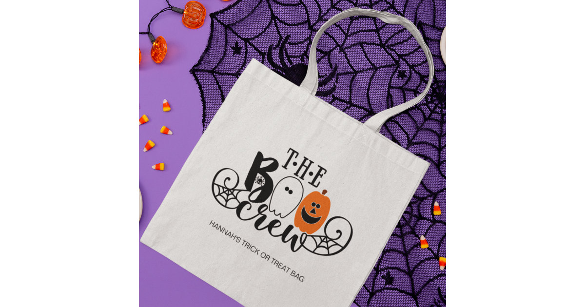 The Boo Crew Halloween Ghost Pumpkin Personalized Tote Bag | Zazzle