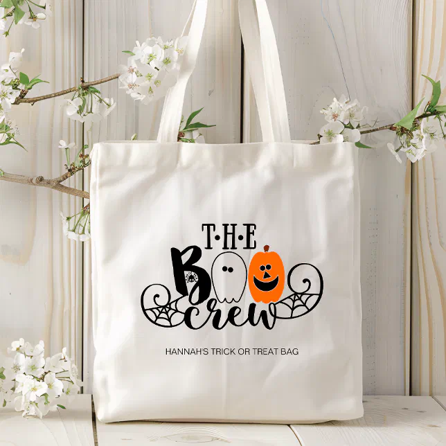 The Boo Crew Halloween Ghost Pumpkin Personalized Tote Bag | Zazzle