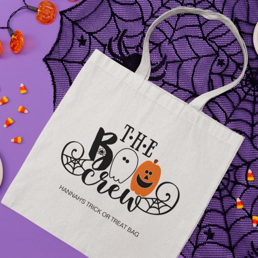 The Boo Crew Halloween Ghost Pumpkin Personalized Tote Bag | Zazzle