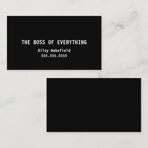 The Boss of Everything Funny Black Business Card | Zazzle