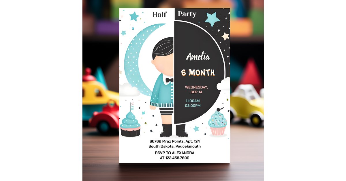 The Boy Girl 6 Month Half Year Party Half Birthday Invitation | Zazzle