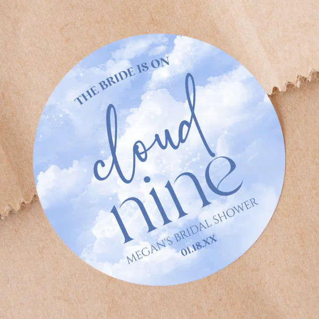 The Bride Is On Cloud Nine Blue Bridal Shower Classic Round Sticker ...