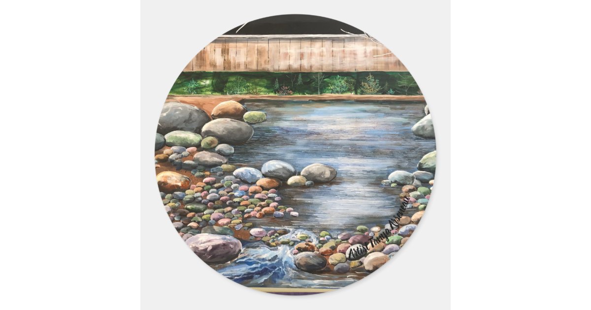 The Brook Original Hand Painted Art Classic Round Classic Round Sticker ...