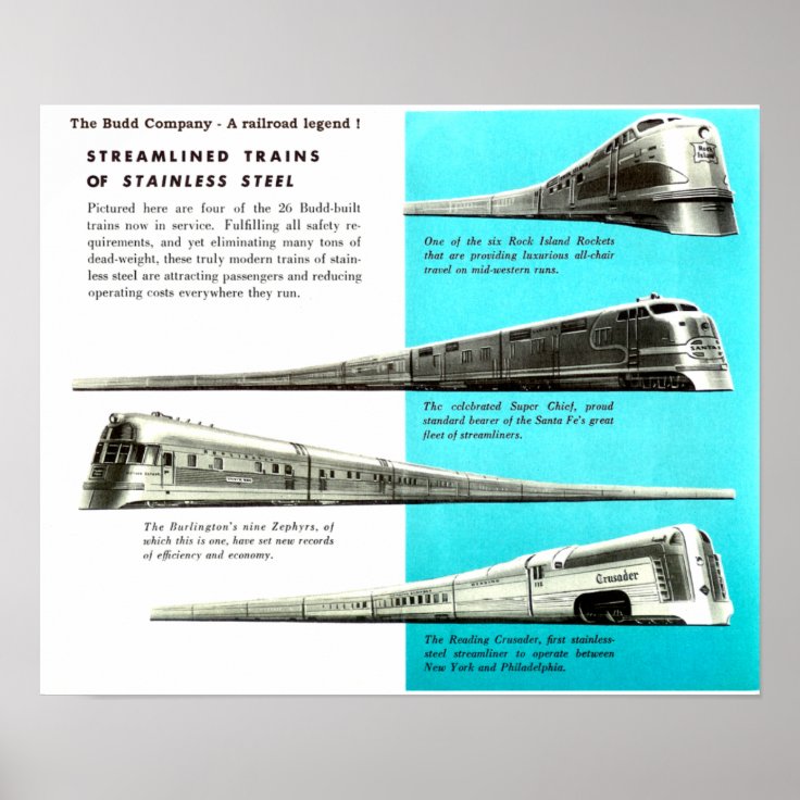 The Budd Company - A Railroad Legend Poster | Zazzle