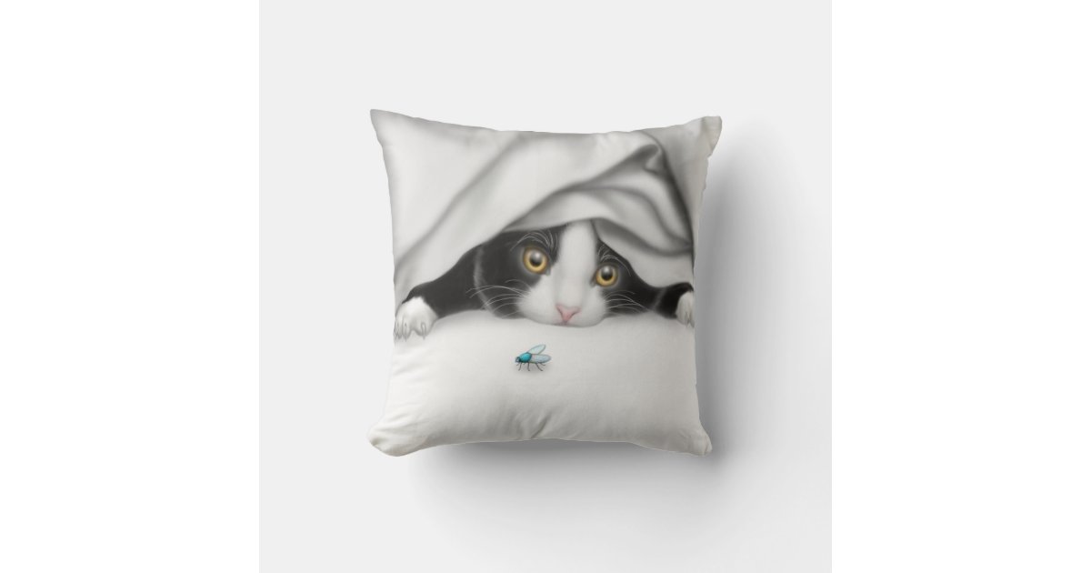 The Bug Hunter Kitten Pillow | Zazzle
