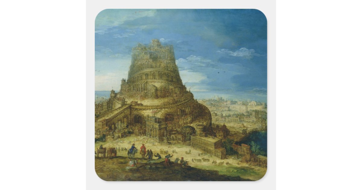 The Building of the Tower of Babel Square Sticker | Zazzle
