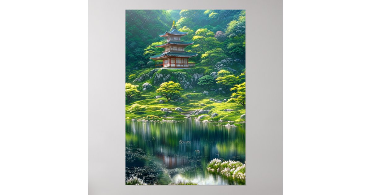 The Calm and Beauty of a Japanese Temple Poster | Zazzle