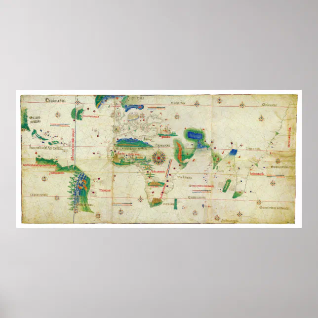 The Cantino Planisphere World Map (1502) Poster | Zazzle