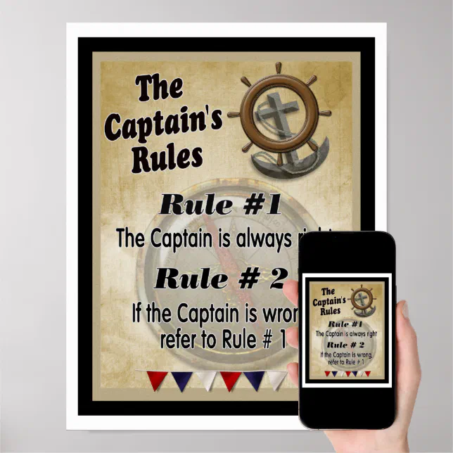 The Captain's Rules -- Art Print - poster | Zazzle