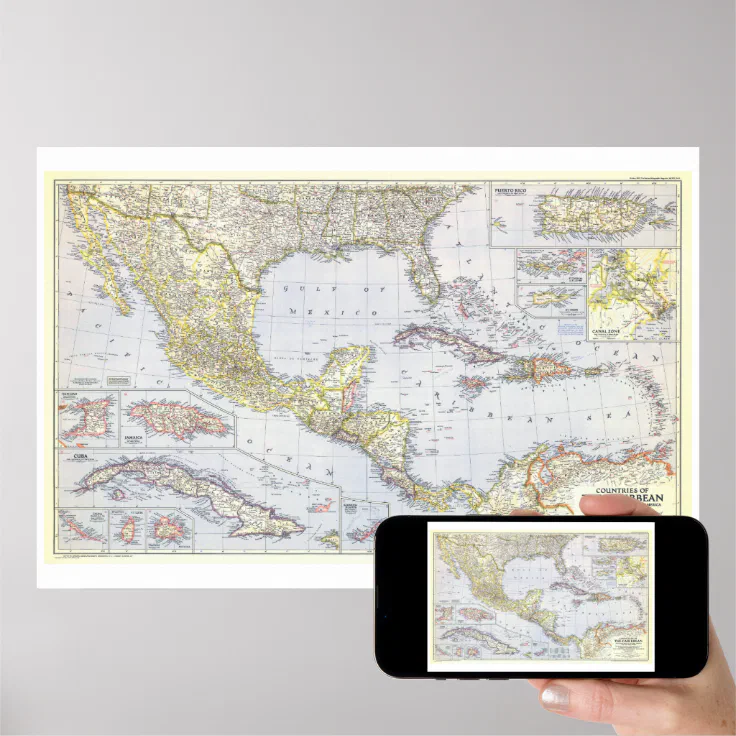 " The Caribbean: 1947 And Countries MAP ... Poster | Zazzle