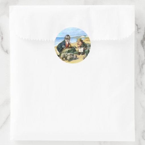 The Carpenter and the Walrus in Wonderland Classic Round Sticker | Zazzle