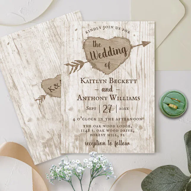 The Carved Heart Tree Wedding Collection Invitation | Zazzle