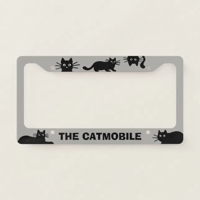 The Catmobile Cool Black Cats | Custom Cat Lover License Plate Frame ...