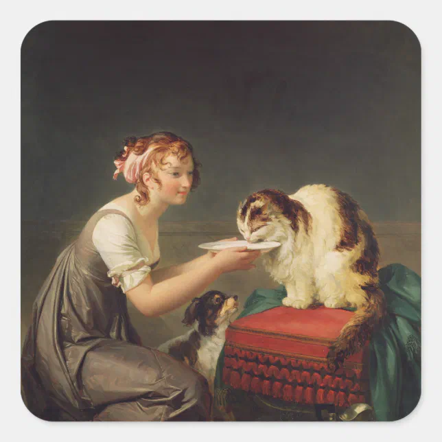 The Cat's Lunch Square Sticker | Zazzle