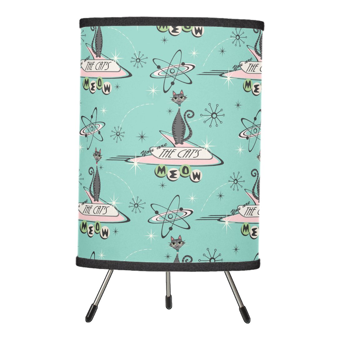 The Cat's Meow Retro Outer Space Cats Tripod Lamp | Zazzle
