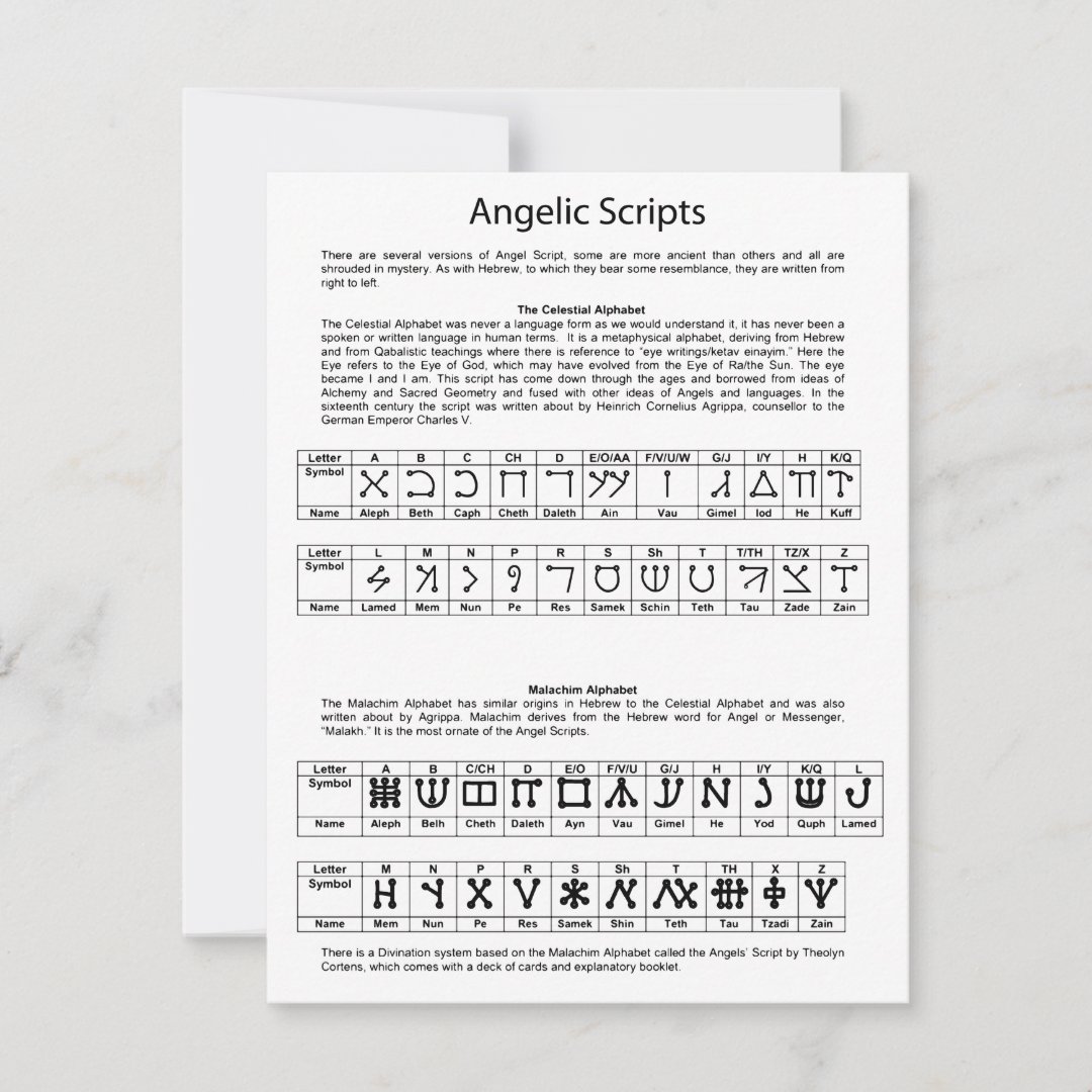 The Celestial Alphabet Angelic Script Chart | Zazzle