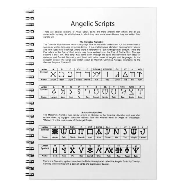 The Celestial Alphabet Angelic Script Chart Notebook | Zazzle